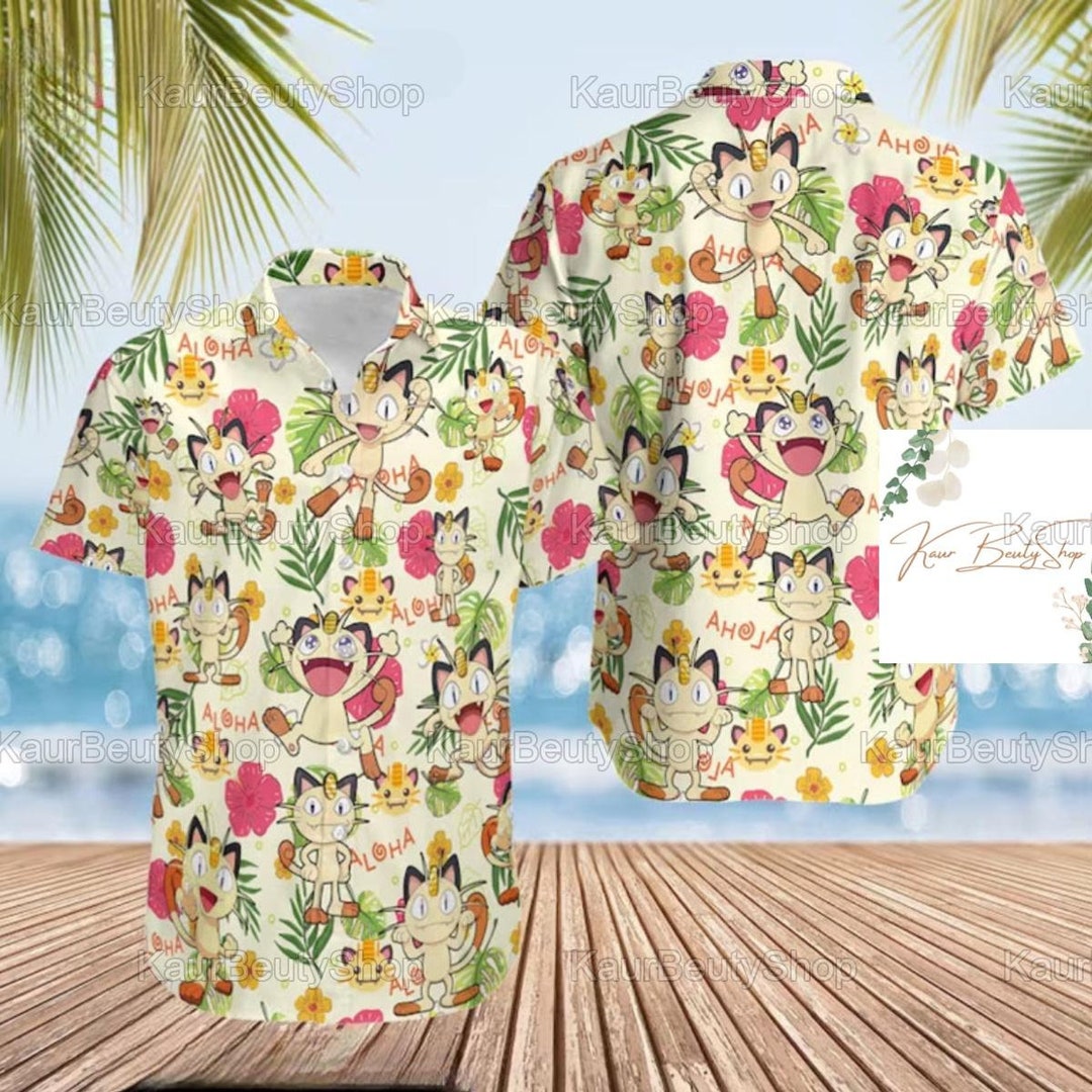 Pokemon Meowth Shirt, Meowth Hawaiian Shirt, Pokemon Hawaiian Shirt ...