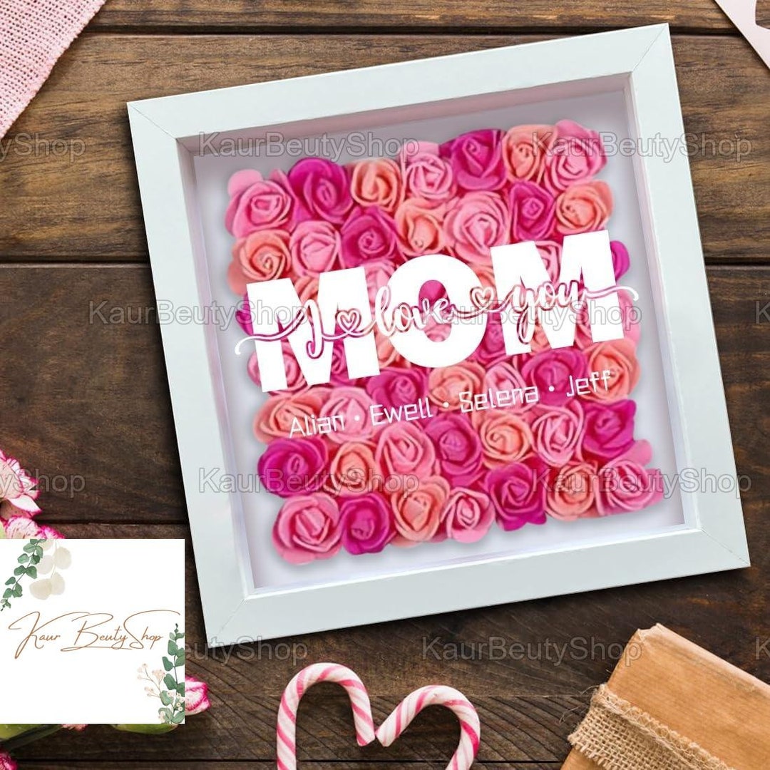 Mother Custom Flower Frame Box, Flower Box for Mom, Personalized Mom ...