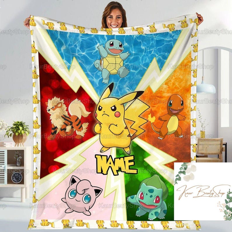 Halloween Pokemon Pikachu Eevee Blanket, Bulbasaur Charmander Squirtle ...