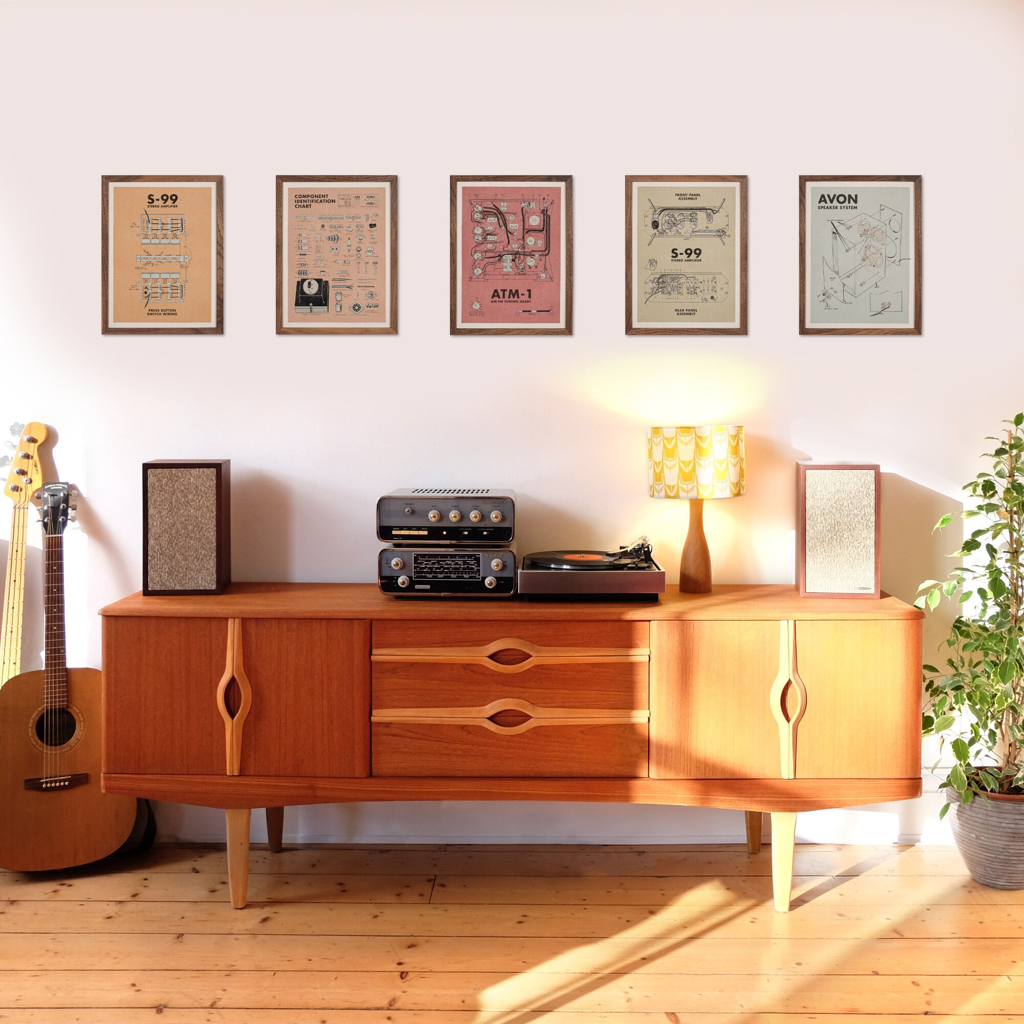 Vintage Amplifier Wiring Diagram Art Print • Mid Century Hifi Wall Art ...