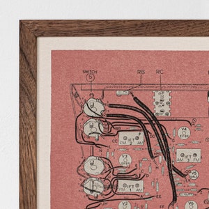 Vintage Tuner Wiring Diagram Art Print • Mid Century Hifi Wall Art ...