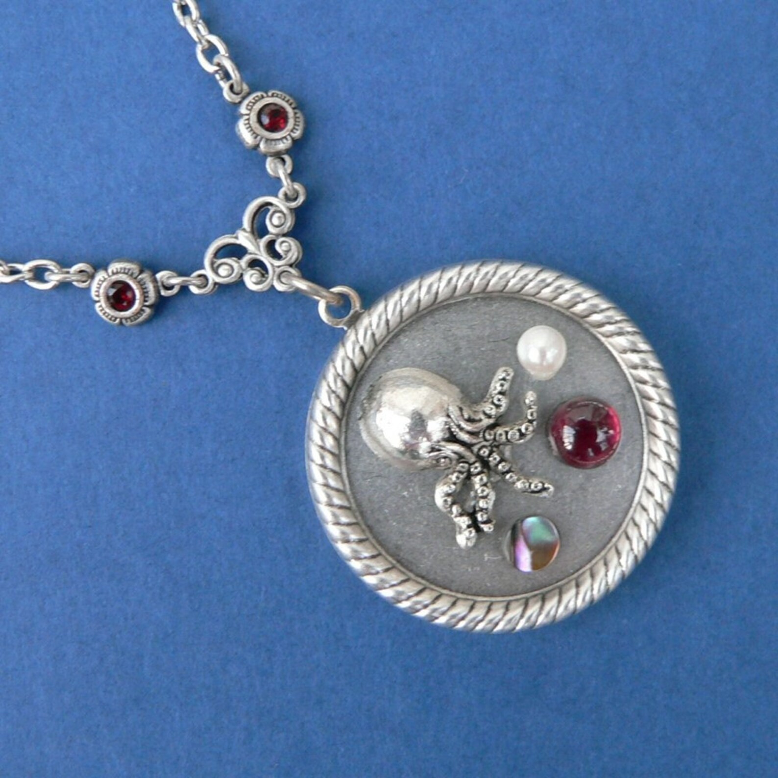 Cthulhu Pendant - Garnet, Pearl and Abalone Shell Silver - Cthulhu and ...