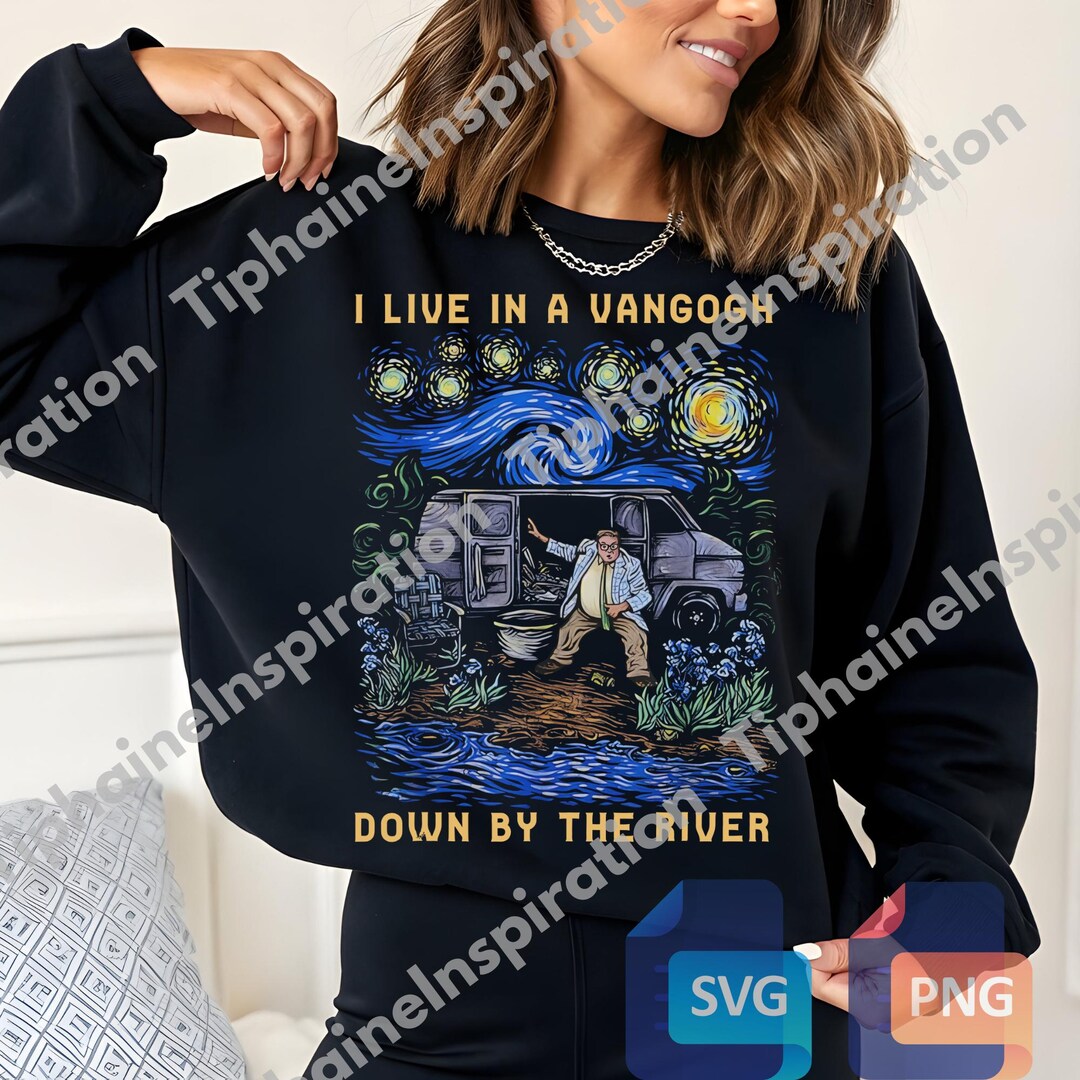 Van Gogh Live in A Van Down by the River Vintage PNG, Starry Night ...