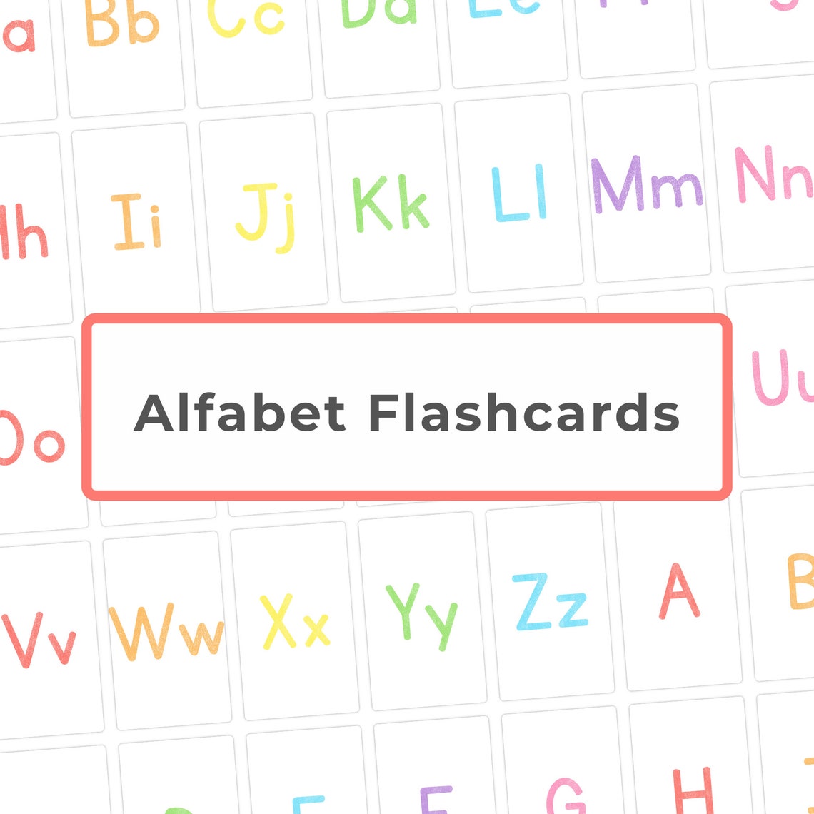 Kleurrijke Alfabet Flashcards Printbare PDF Leermiddel Voor Kinderen US Letter & A4 Formaat - Etsy