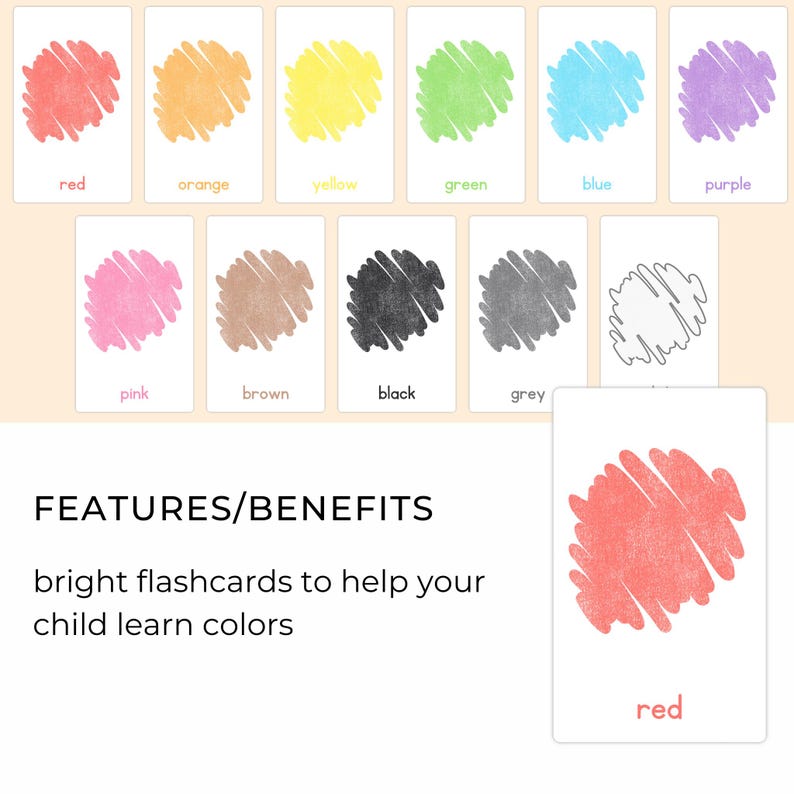 Bright Color Flashcards Printable PDF Learning Tool for Kids US Letter ...