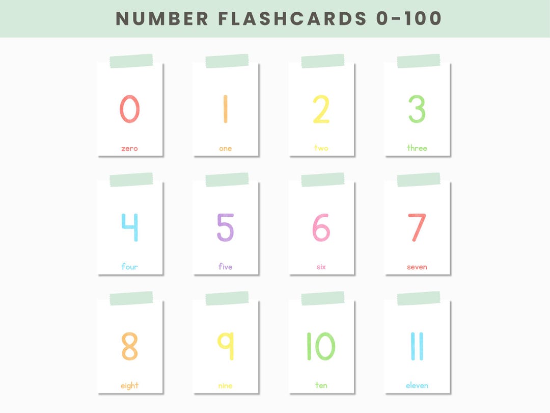 Rainbow Numbers Flashcards (digital Download PDF) - Etsy Australia
