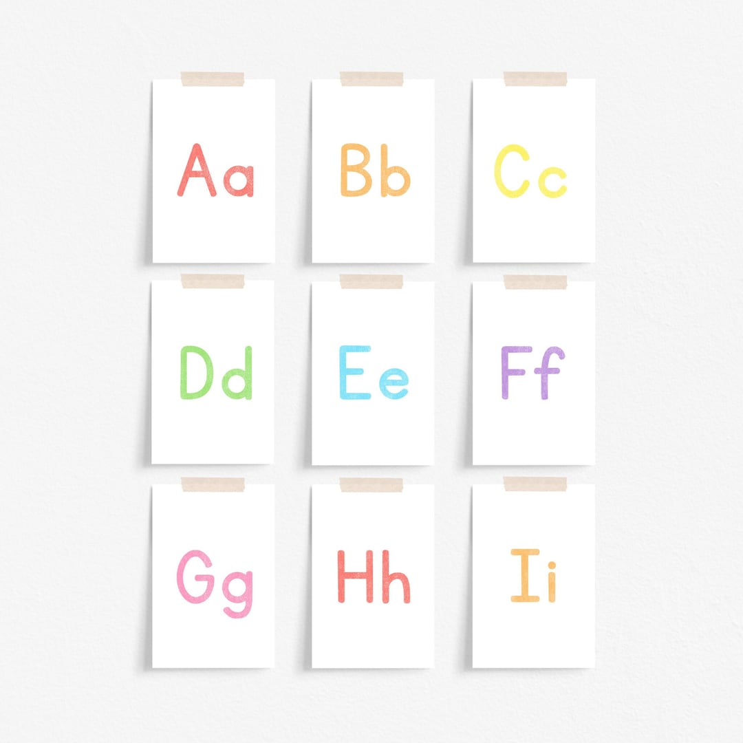 Colorful Alphabet Flashcards Printable PDF Learning Tool for Kids US ...