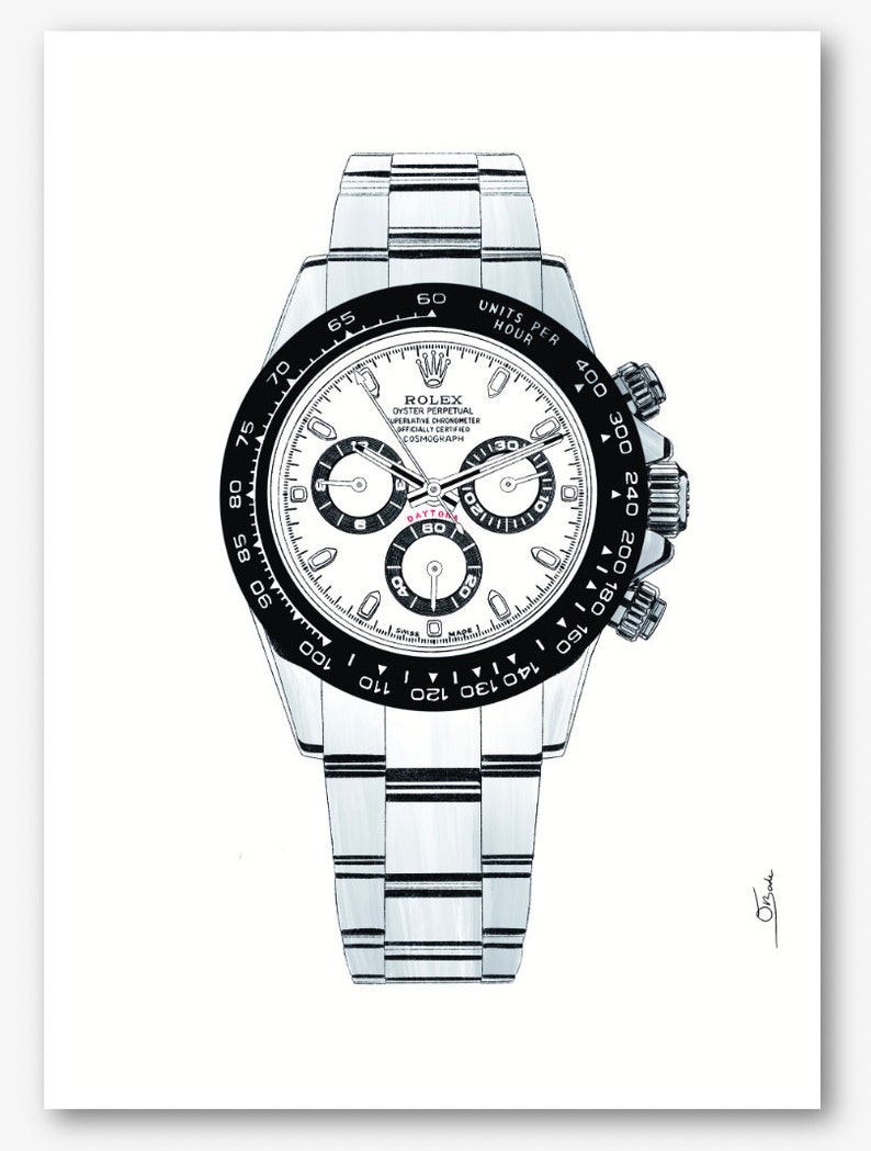 Reloj con boceto de póster Rolex Daytona y Circuito - Etsy México