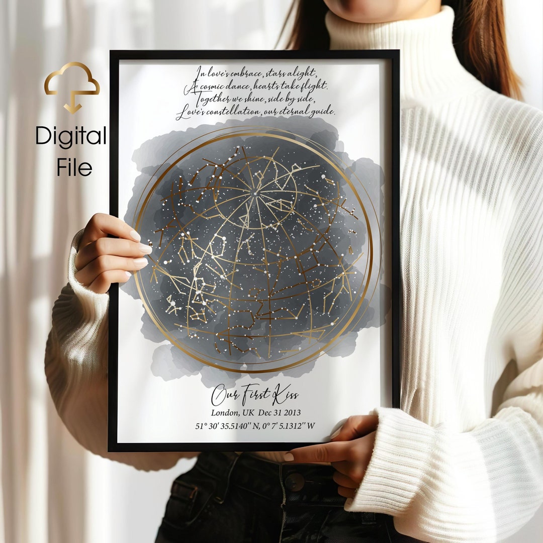 Custom Star Map | Printable Night Sky for Anniversary, Wedding, First ...