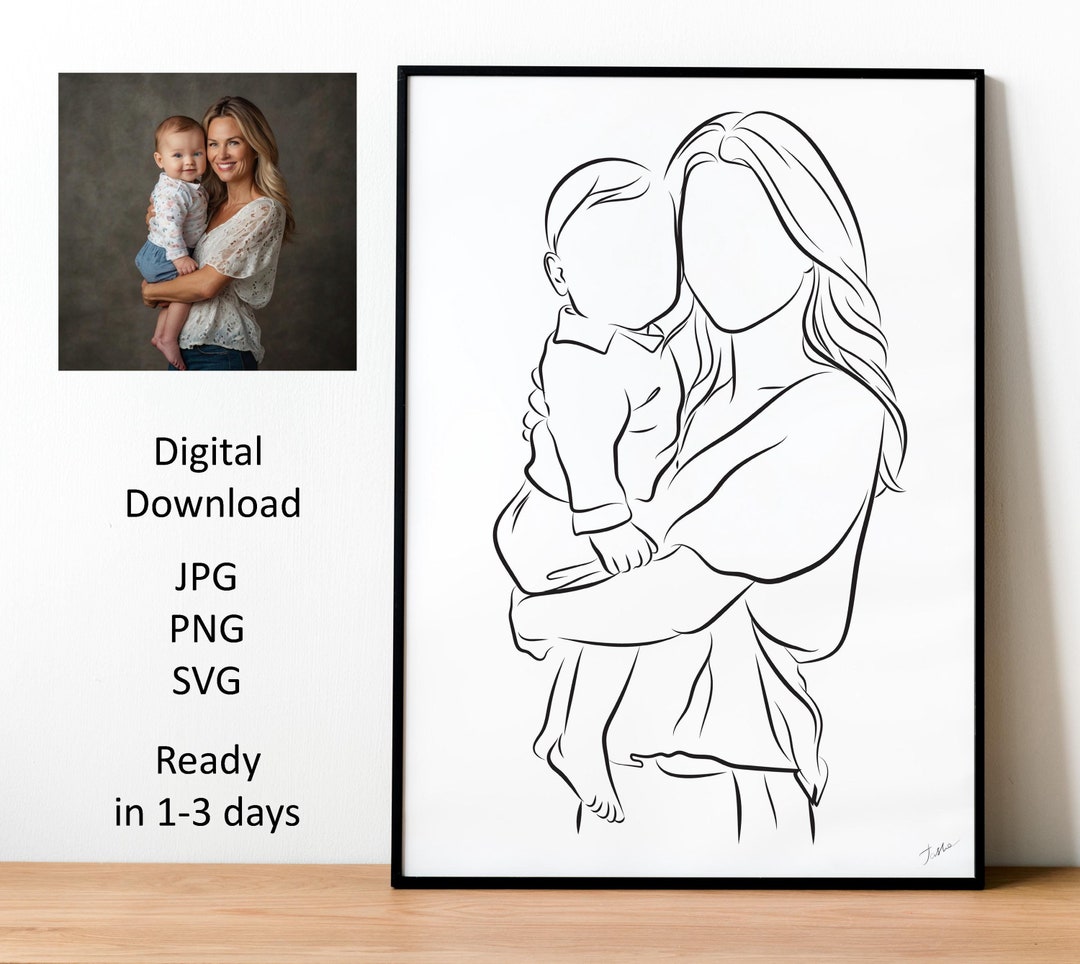 Faceless Line Art Drawing From Photo | Minimalist Portrait Sketch ...