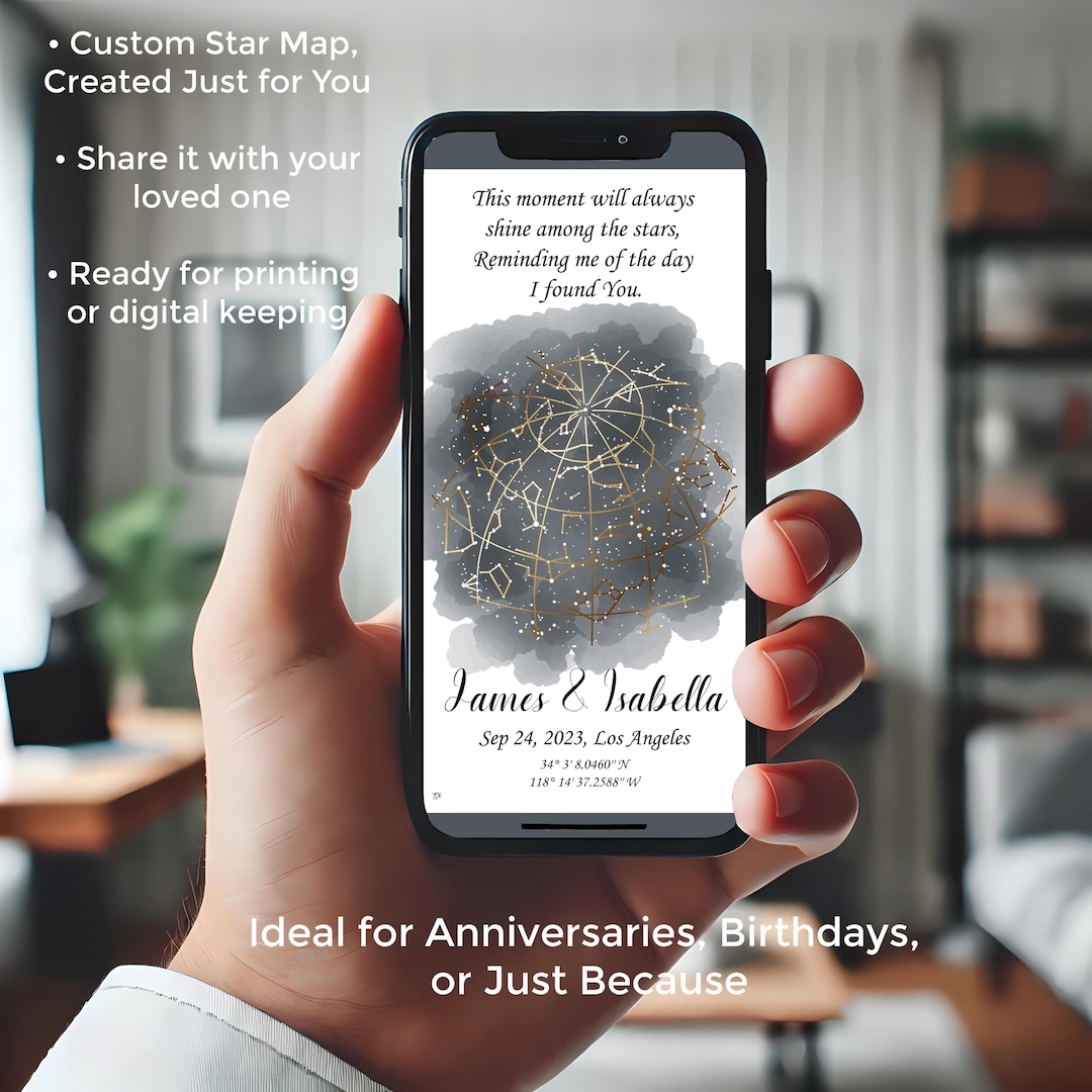 Custom Star Map Anniversary Gift for Him Personalized Star Map by Date ...