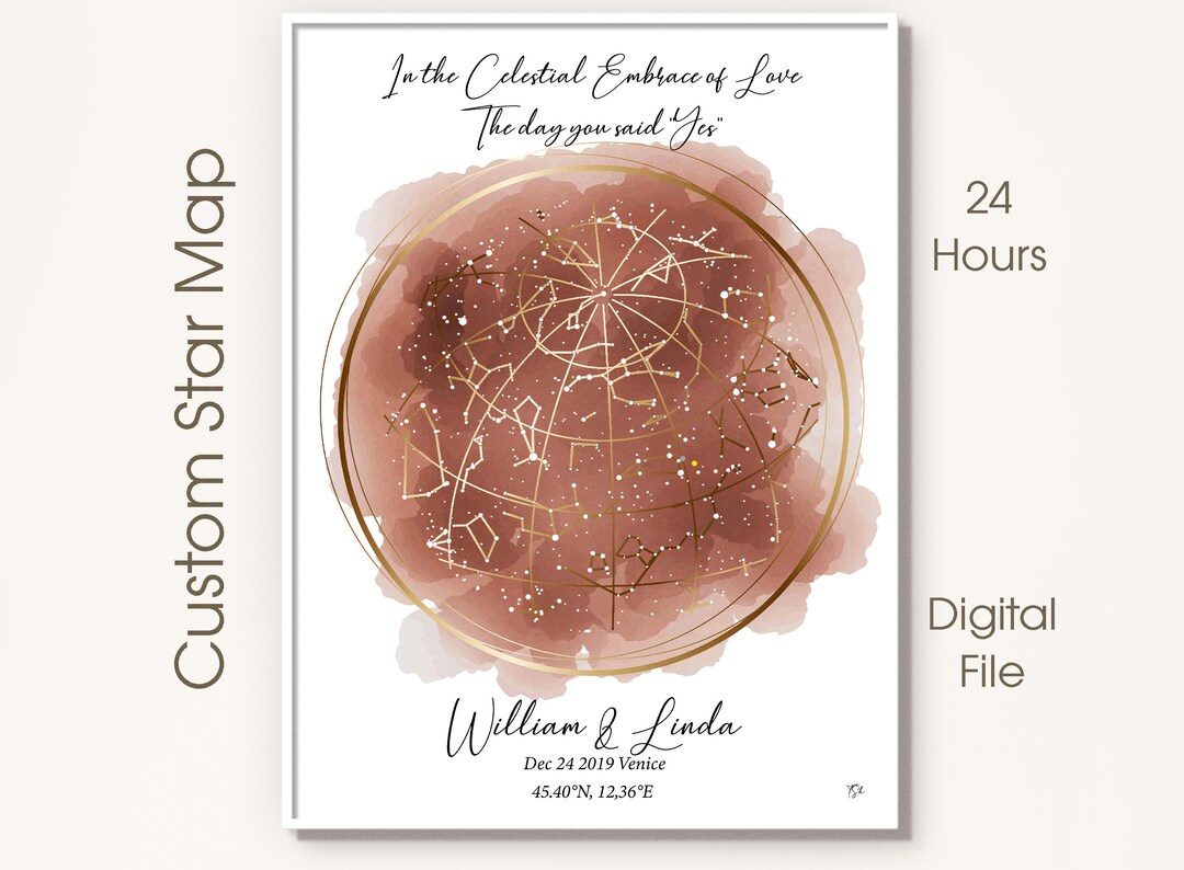 Personalized Star Map by Date Custom Unique Star Map Personalized Gift ...