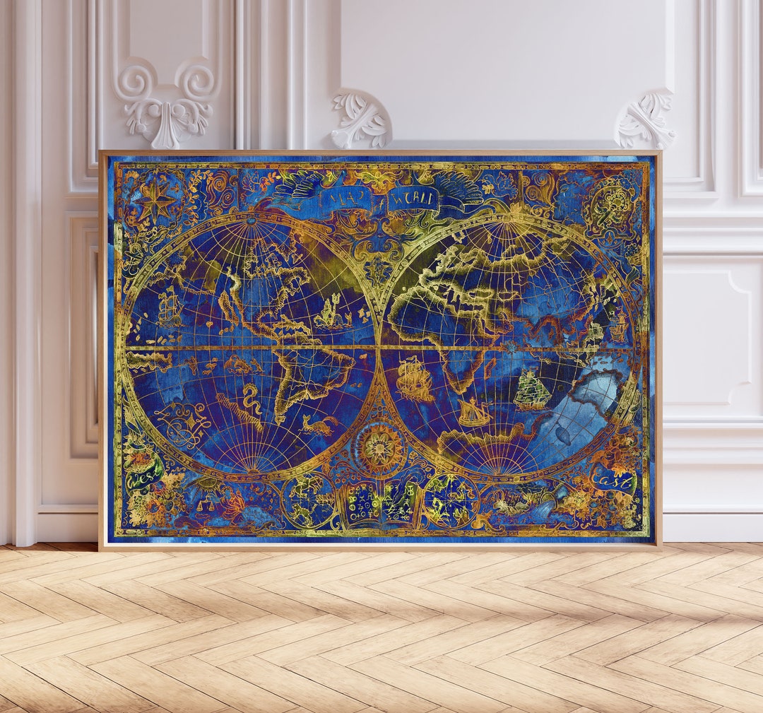 Old Vintage Antique World Map Wall Art Picture Print Poster Wall Décor ...