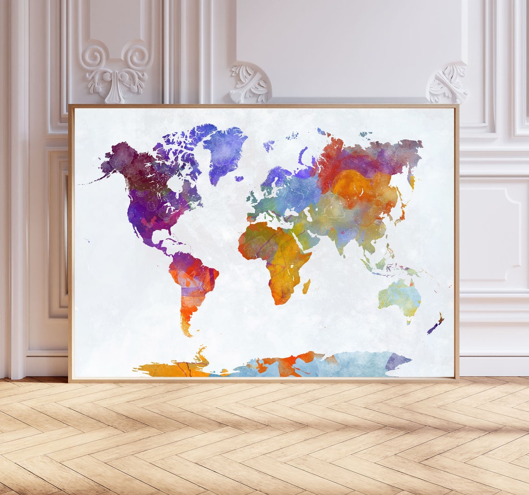 Map of the World Poster, World Map Wall Art, Map of the World Print ...
