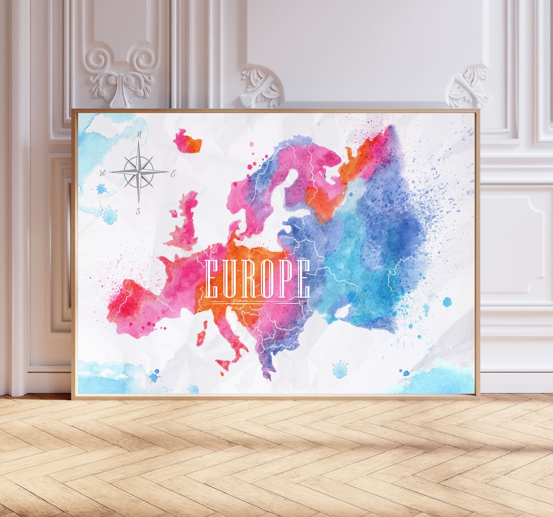 Map of Europe Poster, Map of the World Poster, Map of Europe Print, Map ...