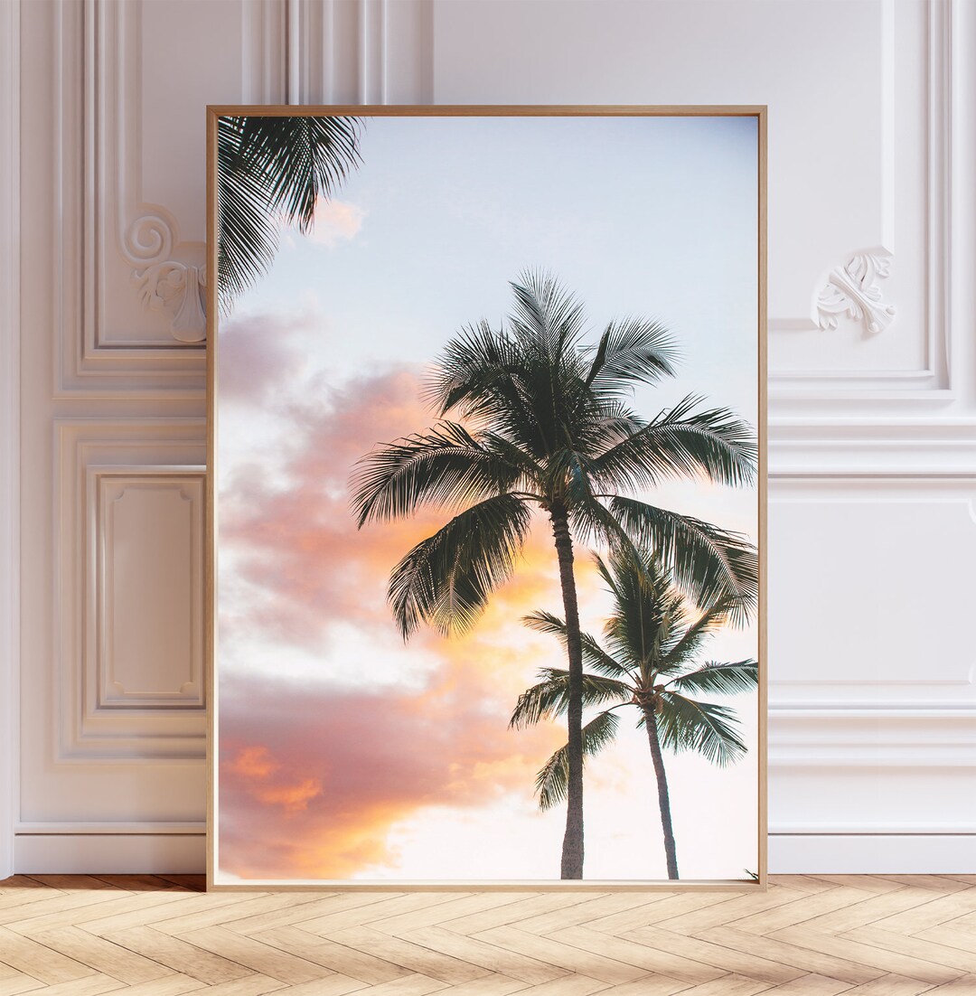 Sunset Palm Tree Poster, Sunrise Wall Art, Palm Tree Print, Beach ...