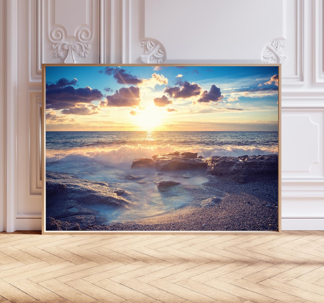 Ocean Sunrise Seascape Print, Coastal Wall Art, Seascape Poster, Beach ...