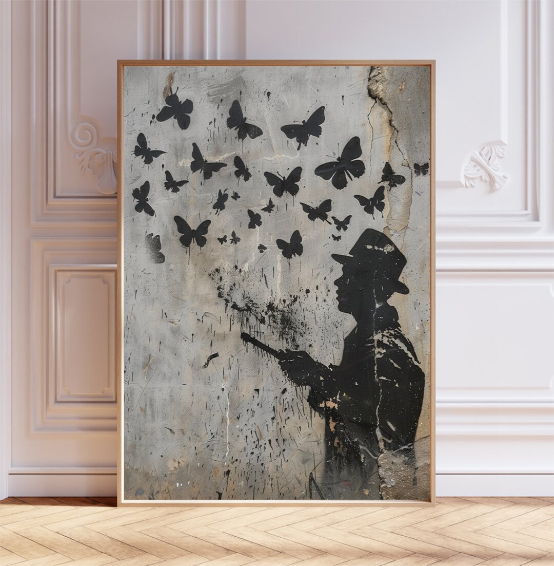Banksy Print, Butterflys, Banksy Poster, Graffiti Wall Art, Street Art ...