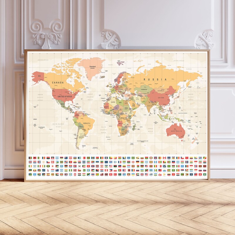 World Map Poster - Etsy