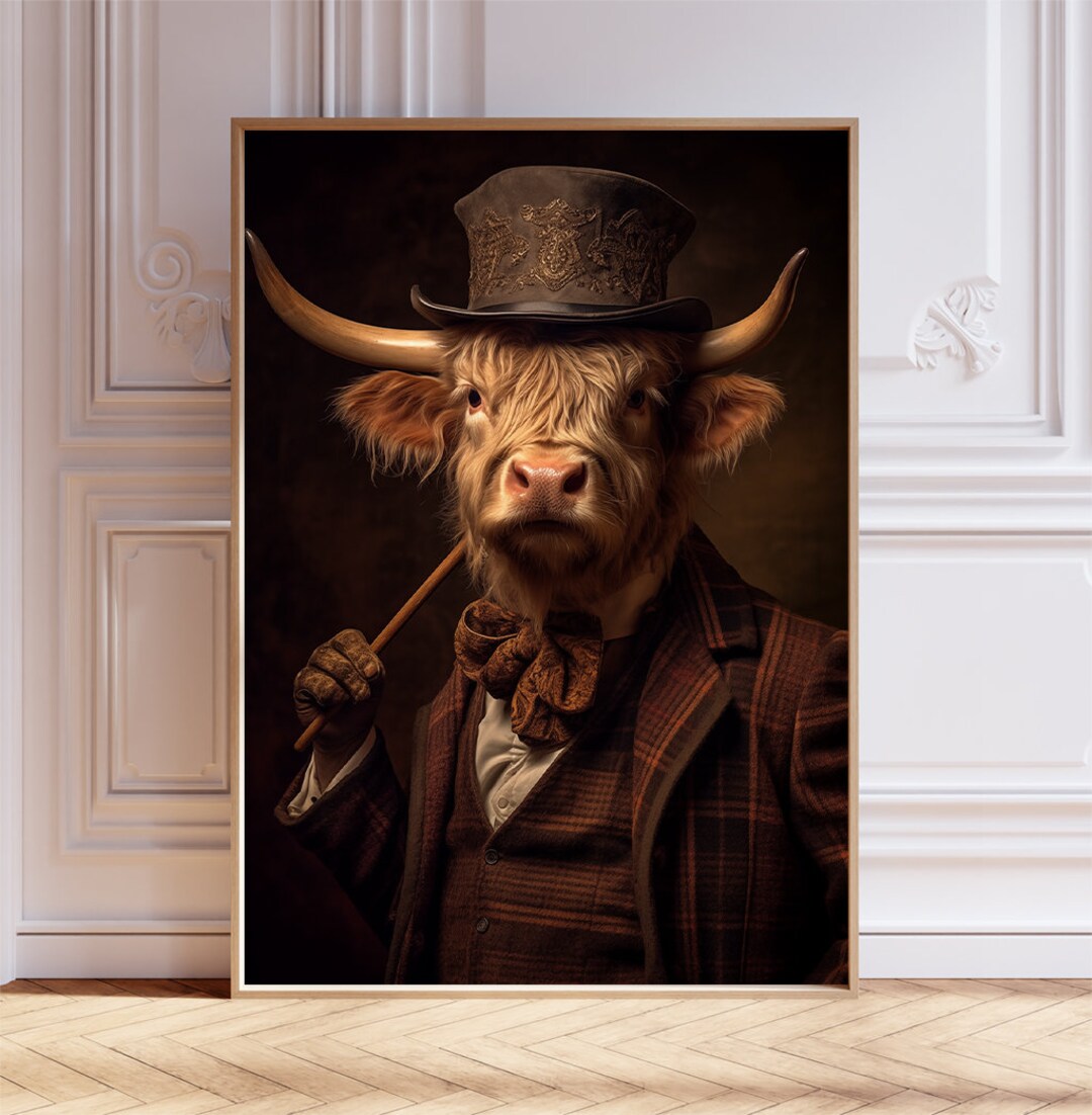 Gothic Highland Cow Wall Art Print, Gothic Art, Highland Cow Poster ...