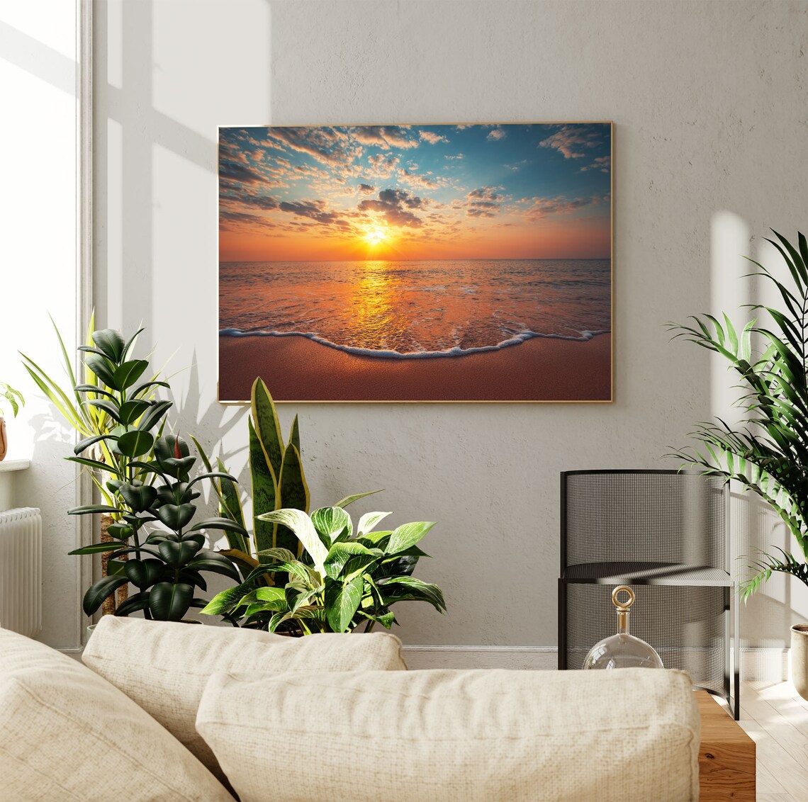 Ocean Sunset Poster, Beach Wall Art, Sunset on the Ocean Print, Beach ...