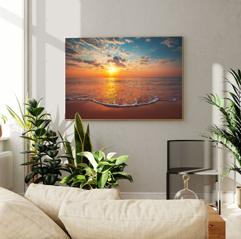 Ocean Sunset Poster, Beach Wall Art, Sunset on the Ocean Print, Beach ...