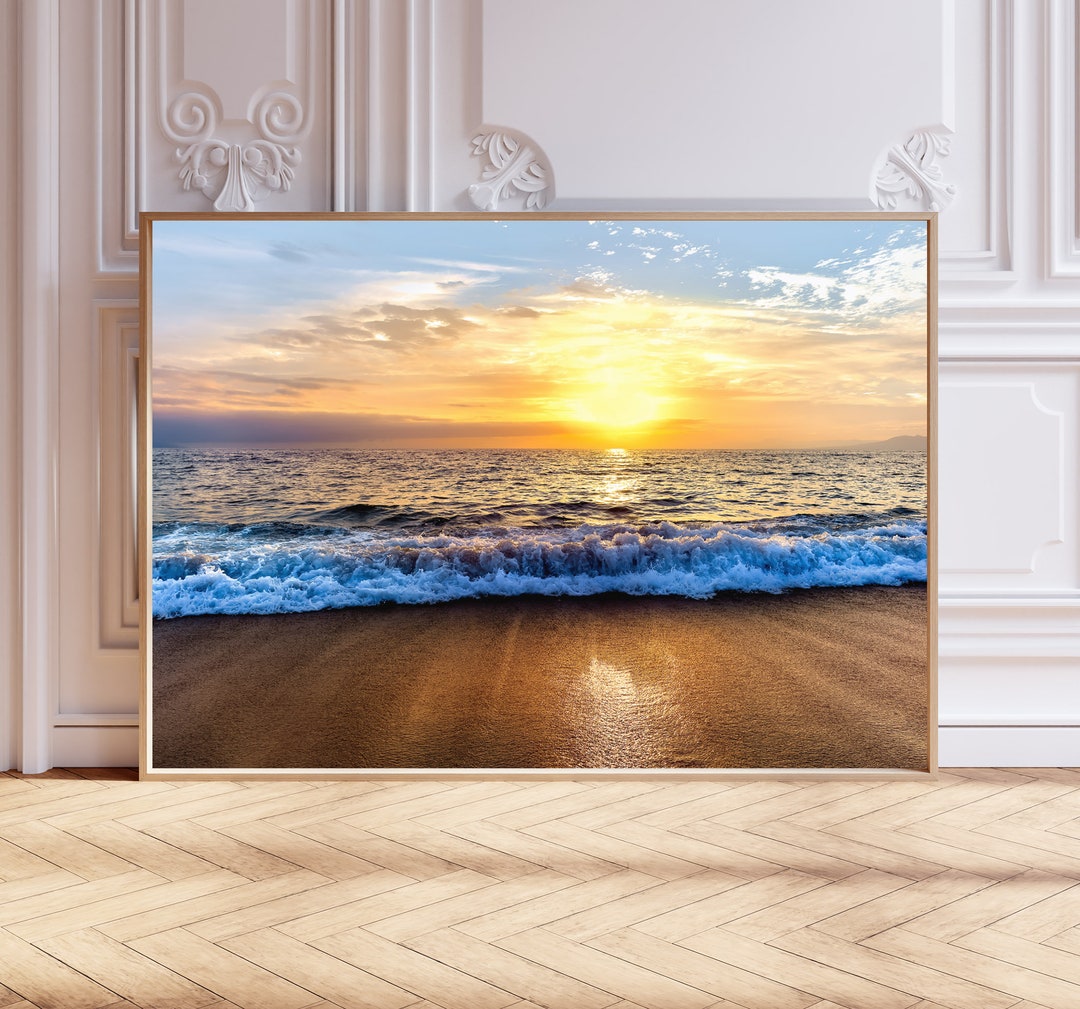 Ocean Beach Wave Wall Art, Sunset Poster, Beach Print, Beach & Tropical ...