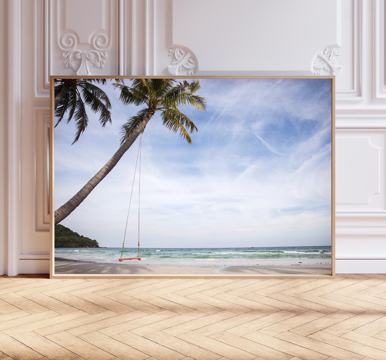 Tropical Beach Print, Palm Trees Poster, Coastal, Tropical Wall Art ...