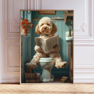 Cockapoo on Toilet Painting - Etsy