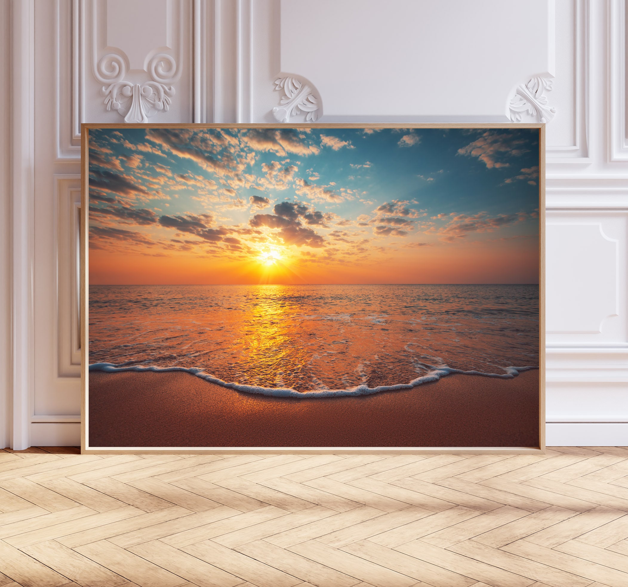Ocean Sunset Poster, Beach Wall Art, Sunset on the Ocean Print, Beach ...