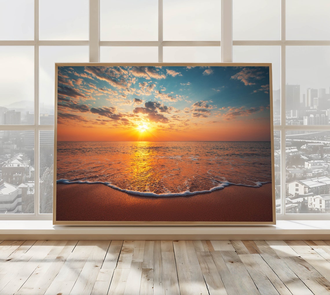 Ocean Sunset Poster, Beach Wall Art, Sunset on the Ocean Print, Beach ...
