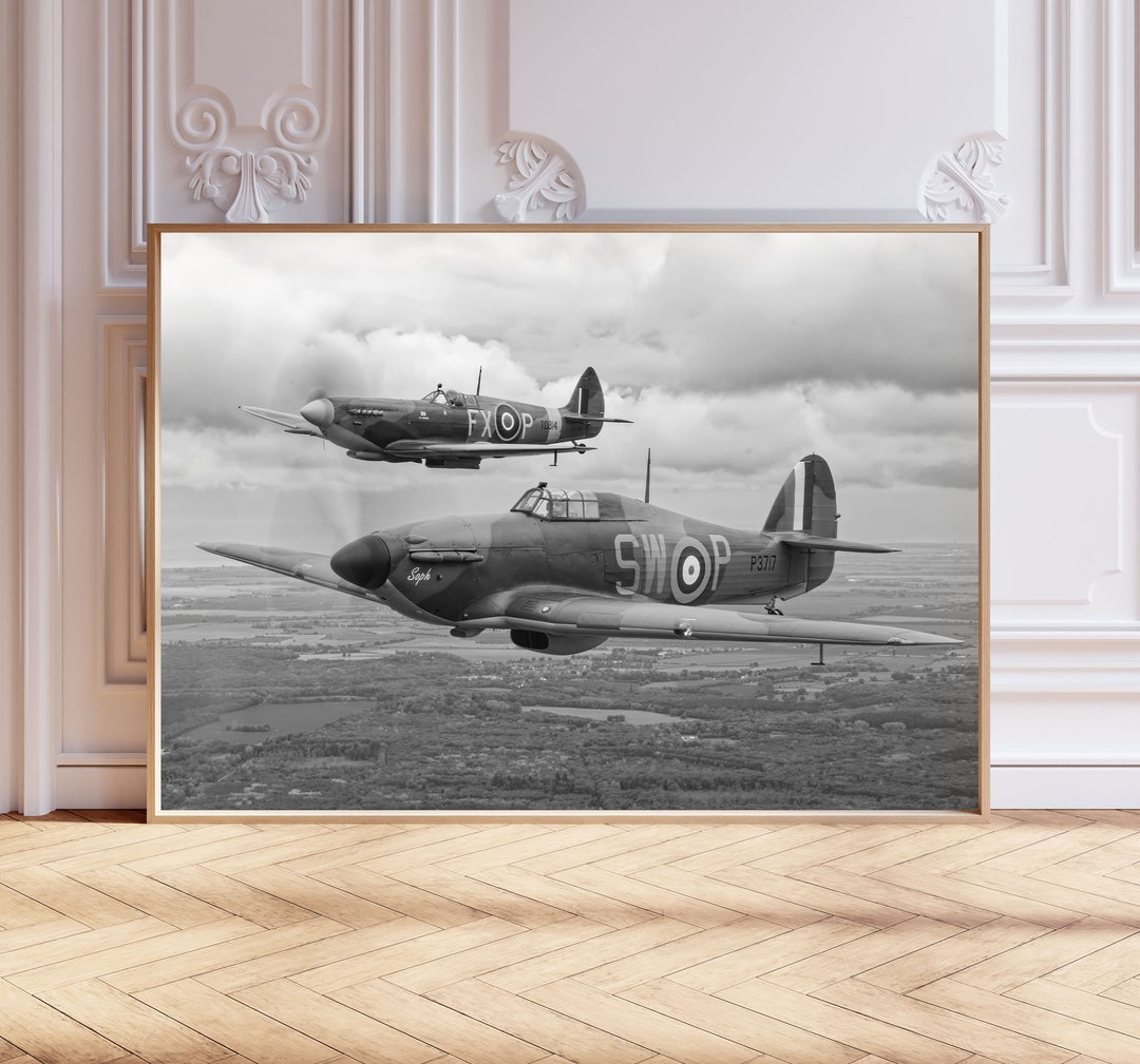 Spitfire Hurricane Print, Royal Air Force, Spitfire & Hurricane Poster ...