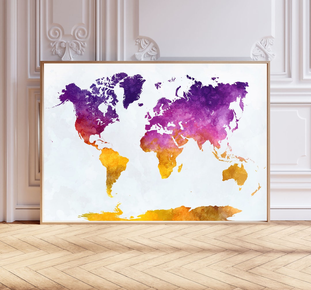 Map of the World Wall Art, World Map Poster, Map of the World Poster ...