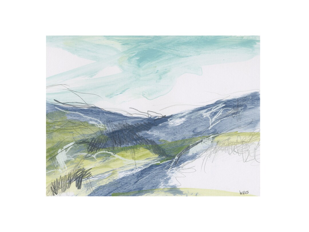 Abstract Landscape Painting, Hills, Sky, Original Art, Impressionist ...