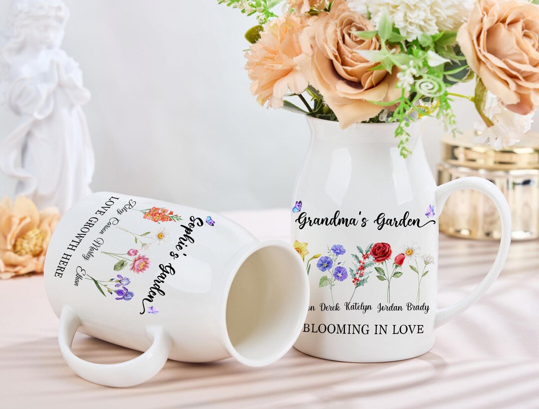 Personalized Vase Grandma Vase Birth Flower Pot Grandma Garden Vase ...