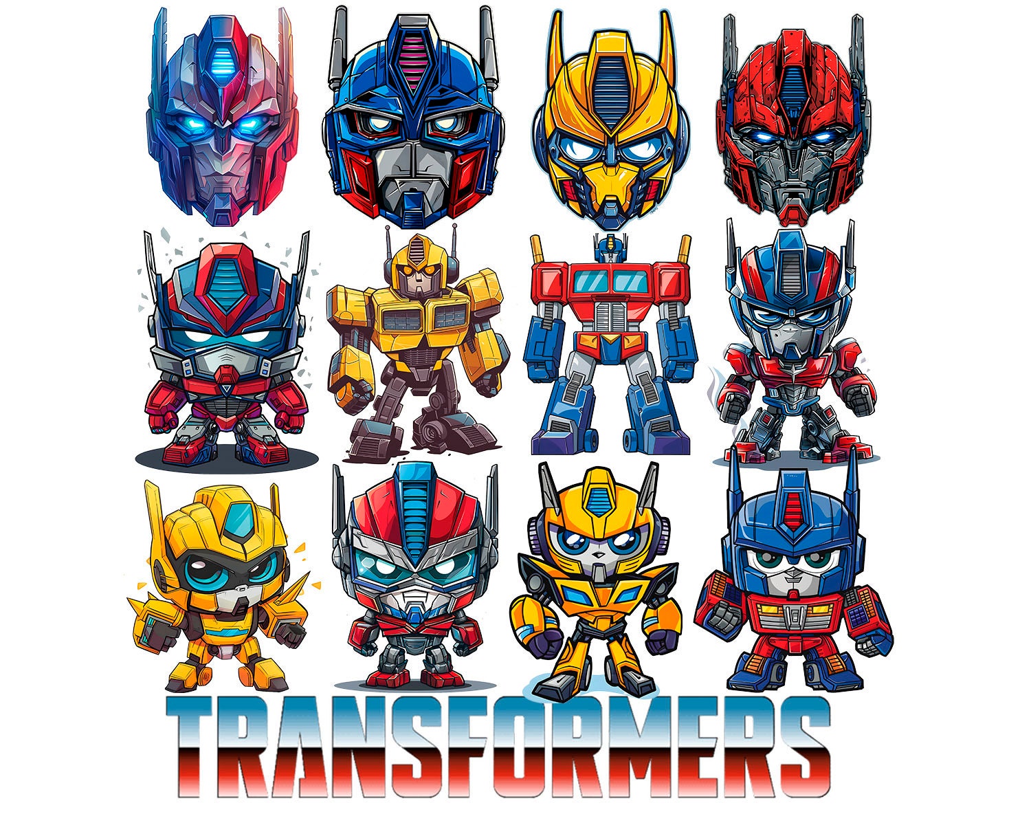 Transformers PNG 300 ppi, Transformer Gift Clipart, Bumblebee, Optimus ...