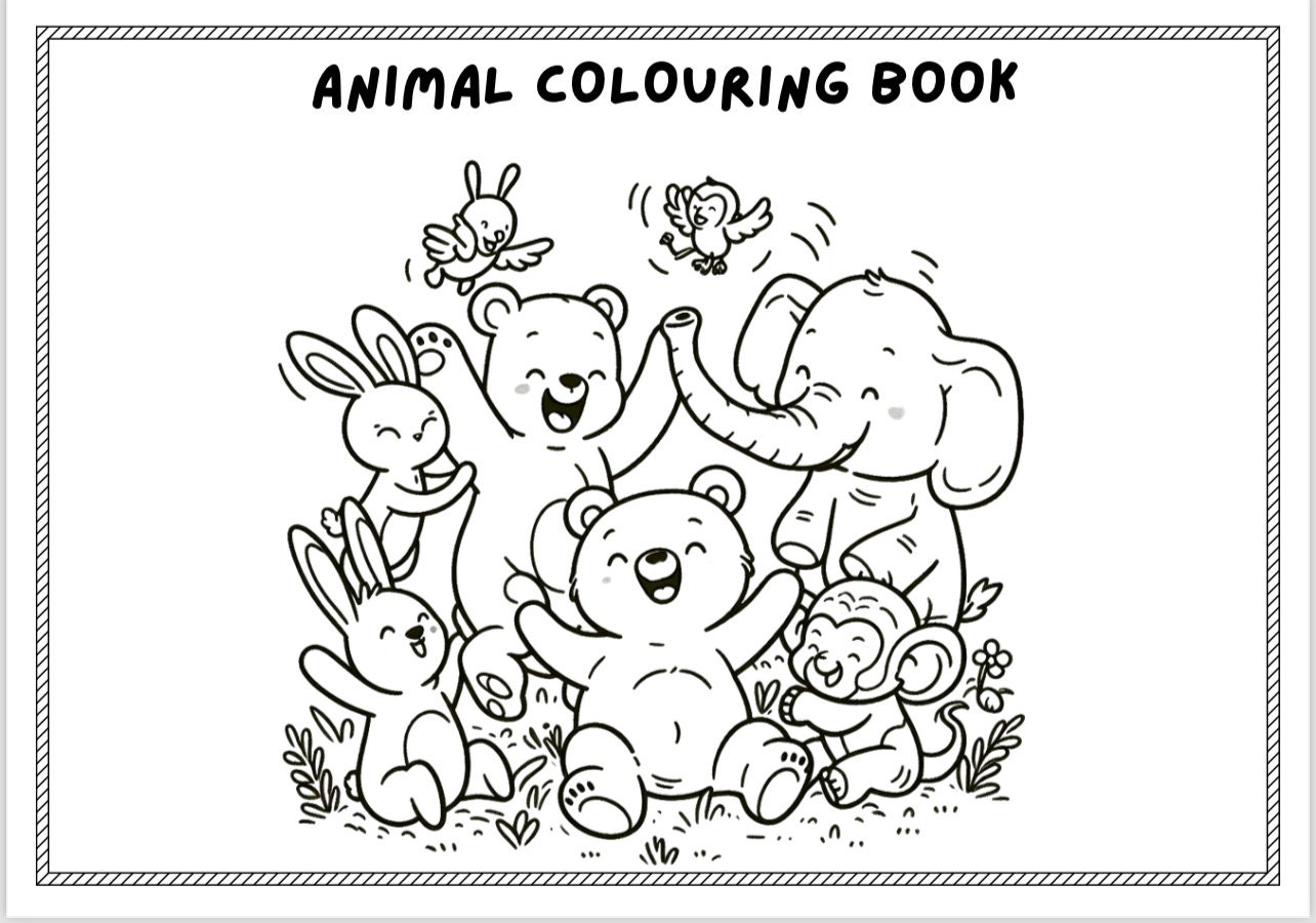 Cute Animal Colouring Book Printable for Kids - Etsy