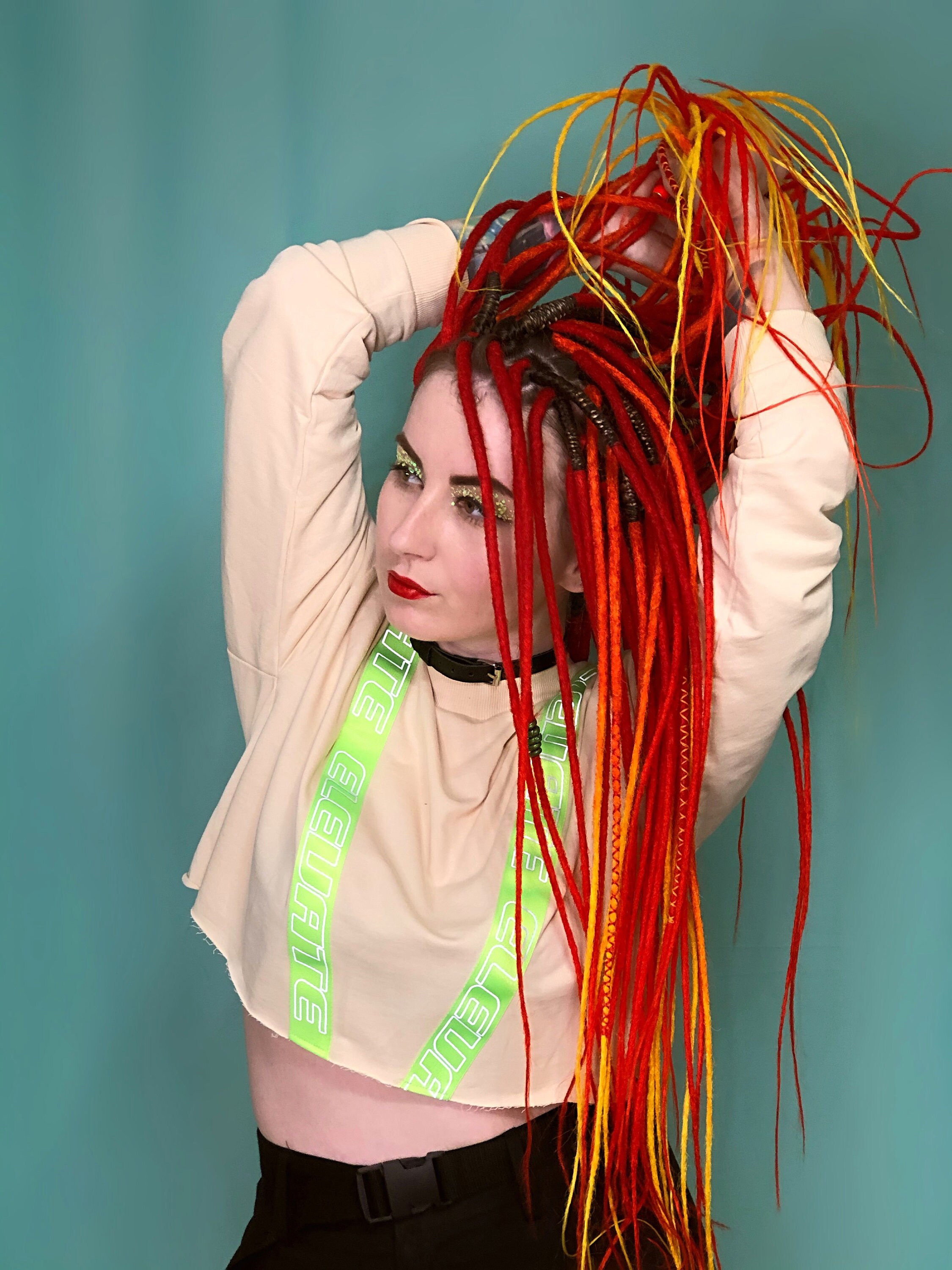 Red Orange Yellow Dreads, Fire Ombre Dreadlocks, Custom Dreadlocks Full ...