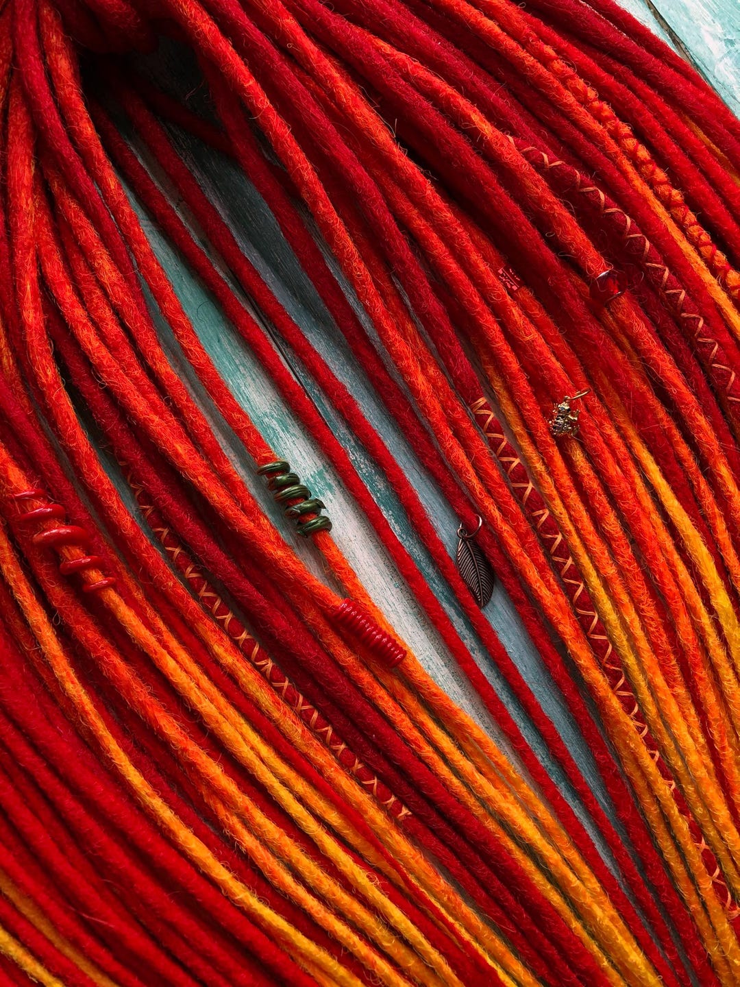 Red Orange Yellow Dreads | Fire Ombre Dreadlocks Set | Synthetic DE SE ...