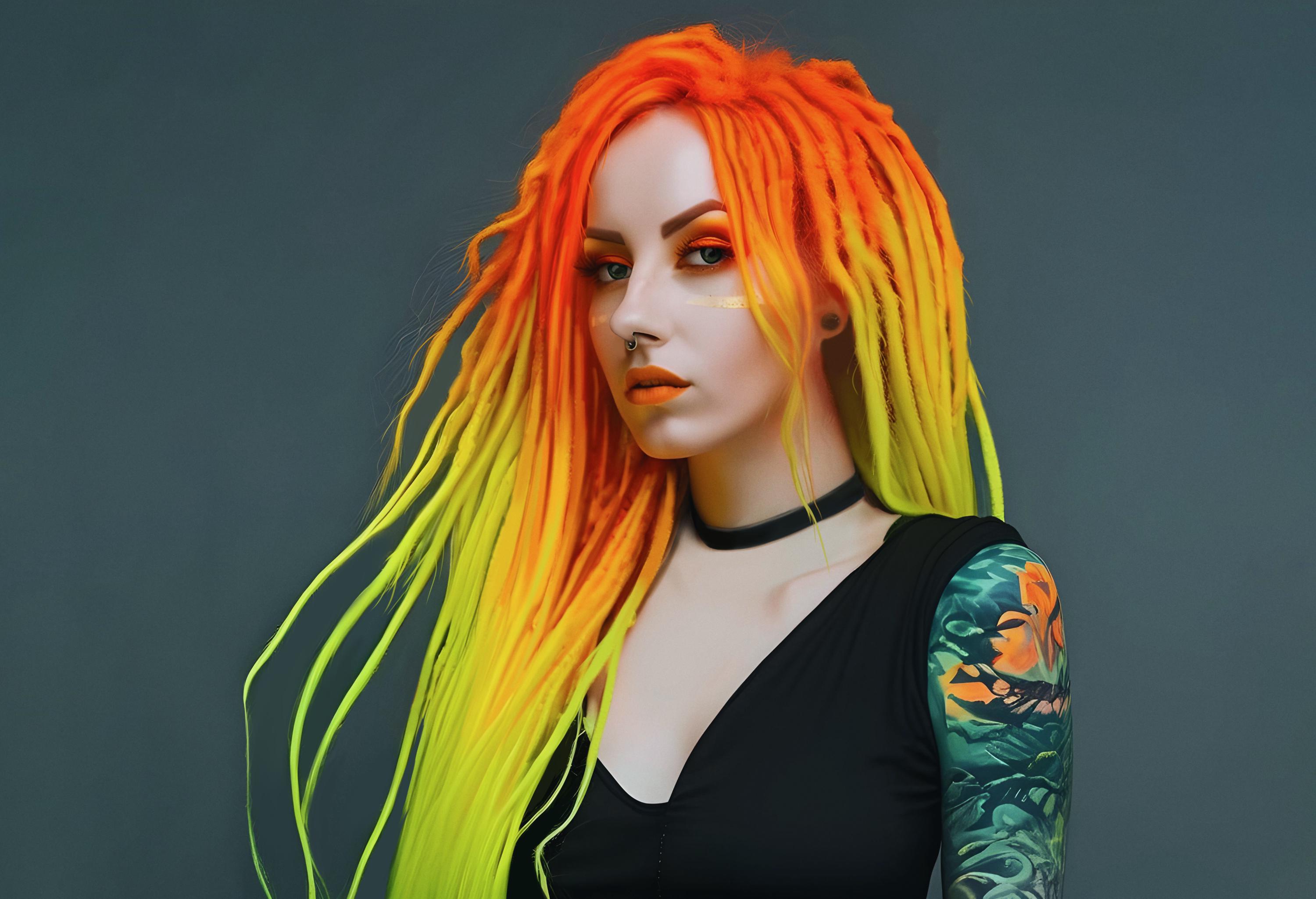 Psychedelic Pumpkin Dreads Extensions, Neon Orange DE Dreads UV Glow ...