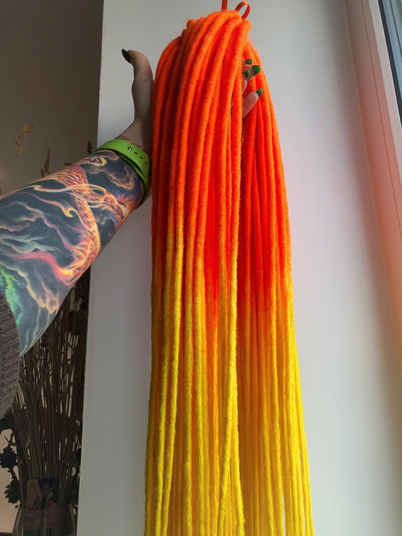 Psychedelic Pumpkin Dreads Extensions, Neon Orange DE Dreads UV Glow ...