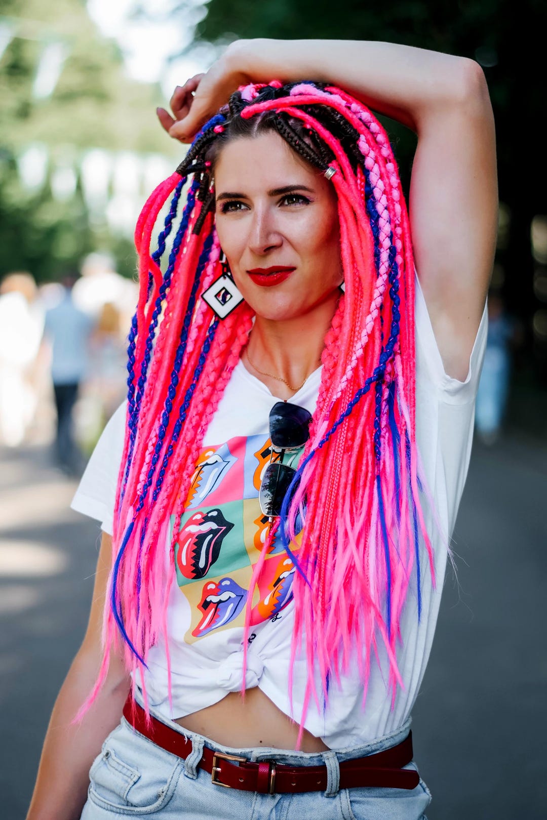 Pink UV Glow Dreadlocks Set | DE SE Pink Synthetic Dreads Extensions ...
