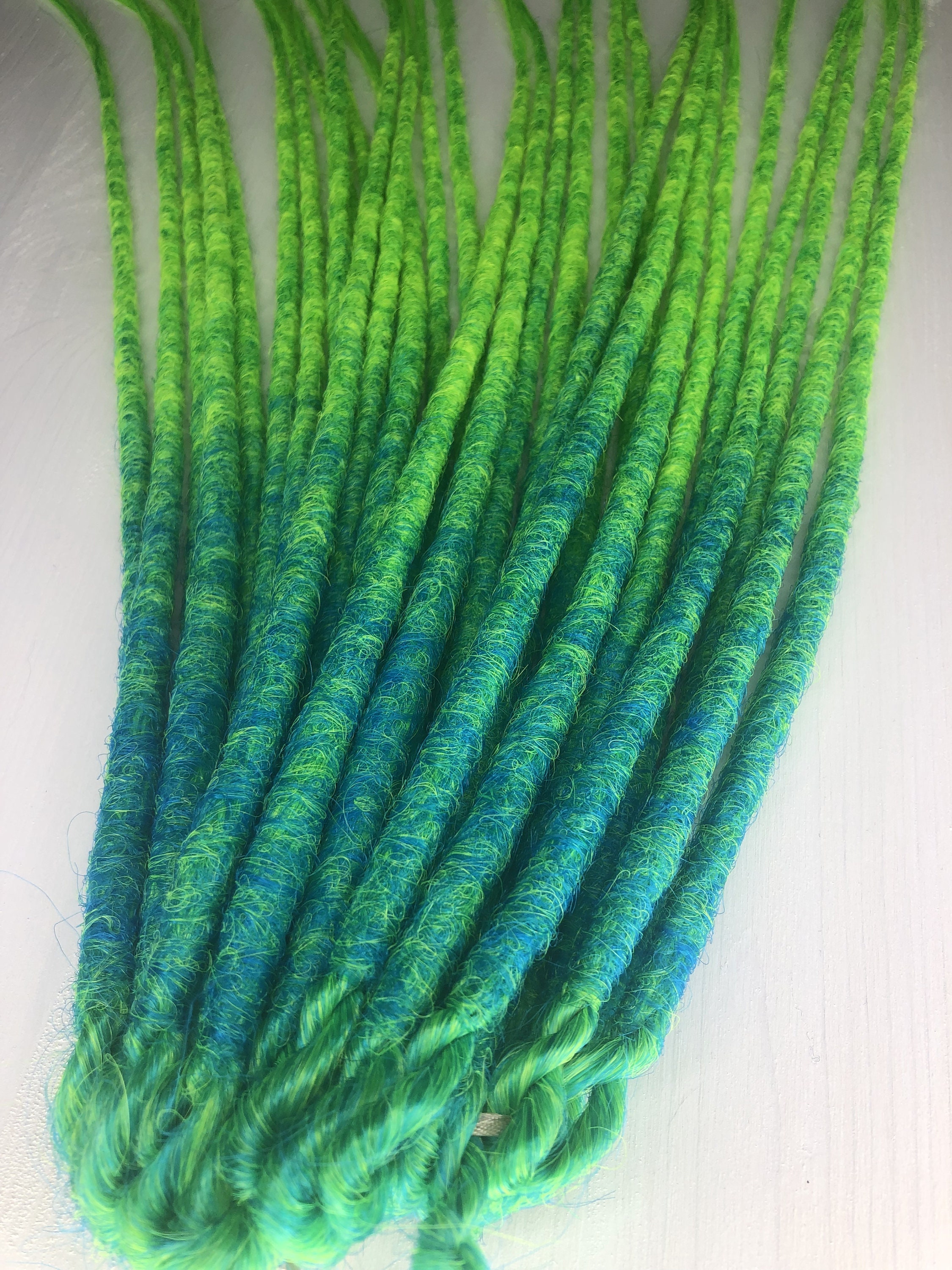 Neon Blue Green Dreads, Blue Green Ombre Dreadlocks, Synthetic SE ...