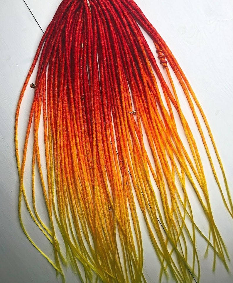 Red Orange Yellow Dreads, Fire Ombre Dreadlocks, Custom Dreadlocks Full ...