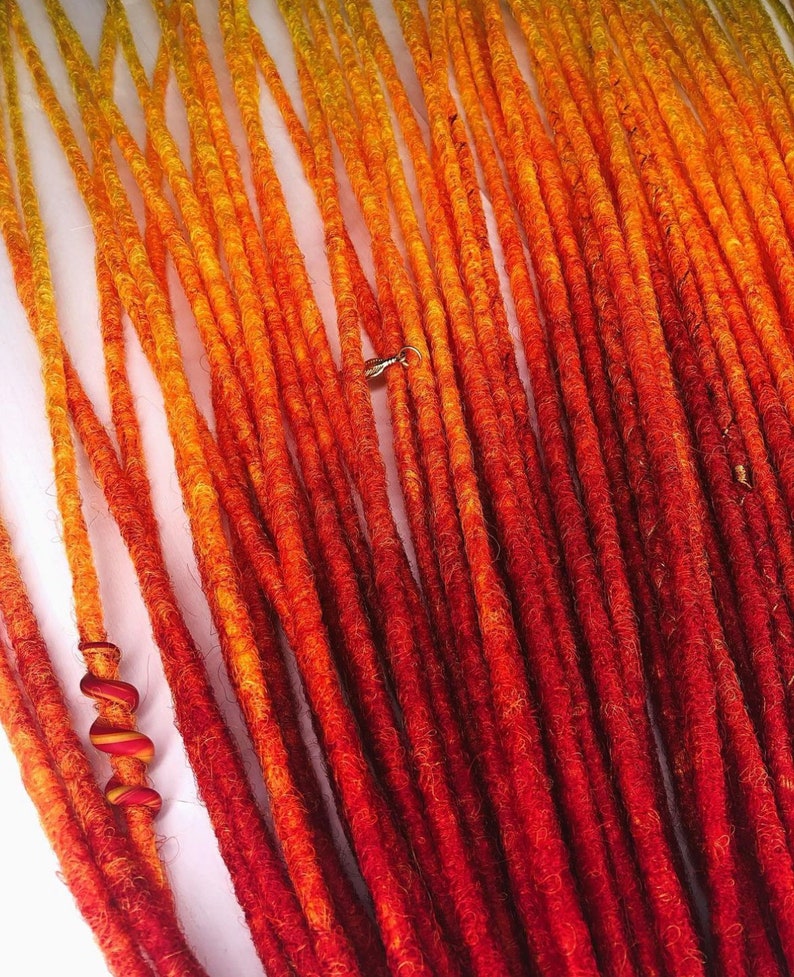 Red Orange Yellow Dreads, Fire Ombre Dreadlocks, Custom Dreadlocks Full ...