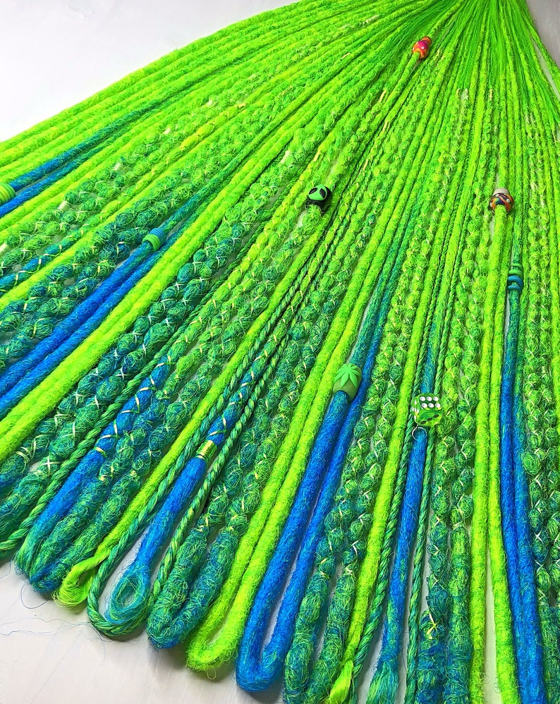 Neon Blue Green Dreads, Blue Green Ombre Dreadlocks, Synthetic SE ...