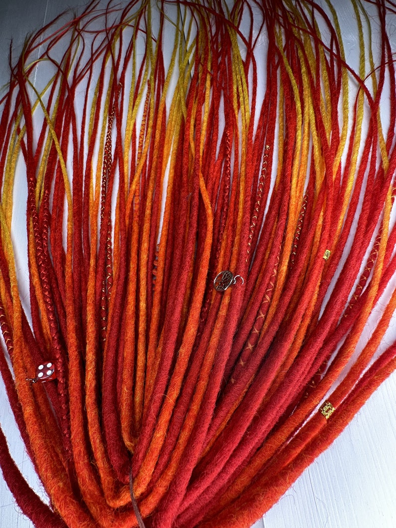 Red Orange Yellow Dreads, Fire Ombre Dreadlocks, Custom Dreadlocks Full ...