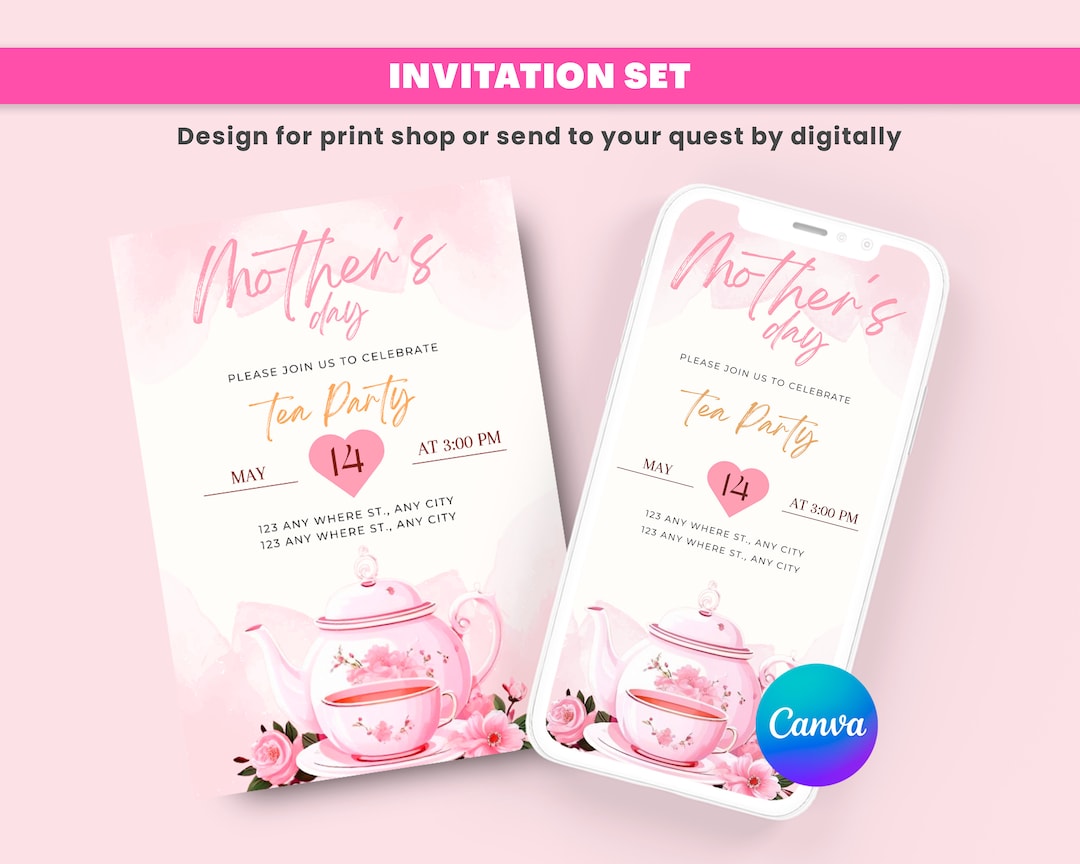 Mothers Day Tea Party Invitation, Mother's Day Brunch Invite, Mommy ...