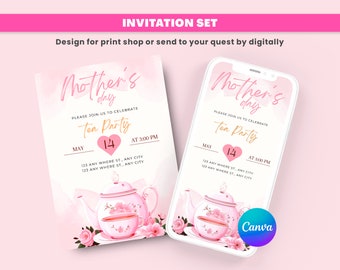 Mother's Day Tea Party Invitation Template - Etsy