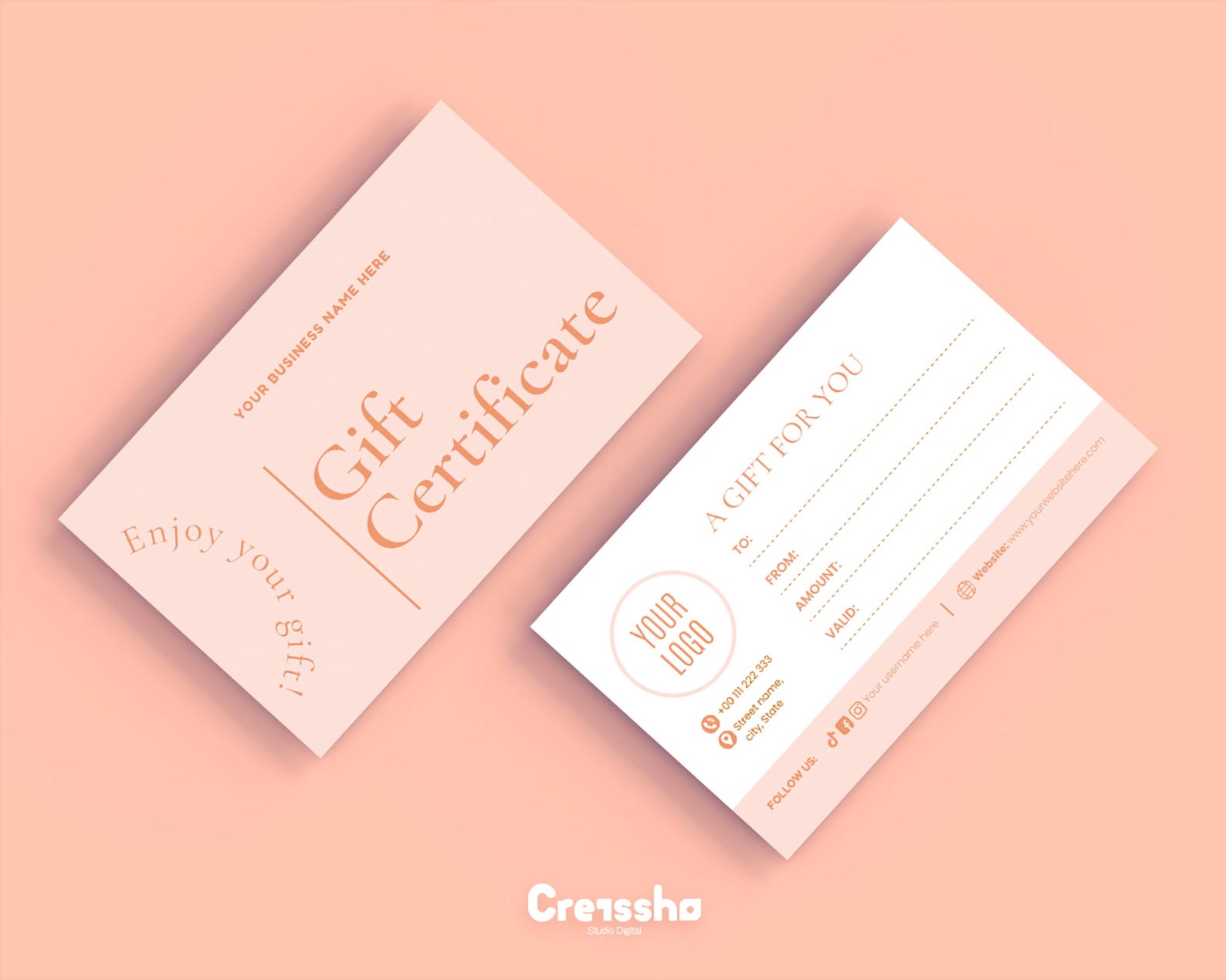 Editable Printable Minimal Gift Card Certificate Template, Gift Card ...